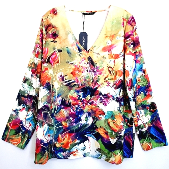 noracora | Tops | Nwt Noracora Longsleeve Watercolor Floral Top | Poshmark
